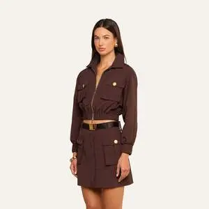 L'Agence Kade Cropped Windbreaker With Gold Button Details