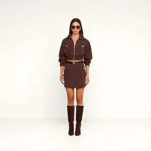 L'Agence Kade Cropped Windbreaker With Gold Button Details