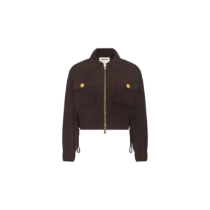 L'Agence Kade Cropped Windbreaker With Gold Button Details