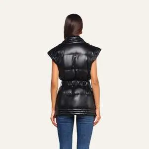 L'Agence Ignis Puffer Vest With Shawl Collar And Belt