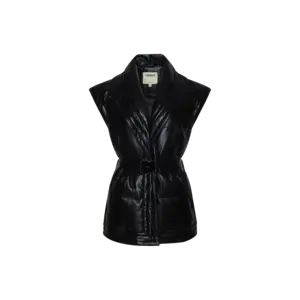 L'Agence Ignis Puffer Vest With Shawl Collar And Belt