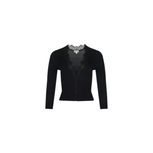 L'AGENCE Eluna Lace Inset Cardigan Top - Black