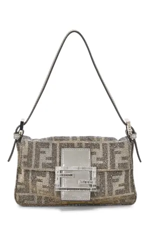 FENDI Metallic Silver Lurex Baguette Mini