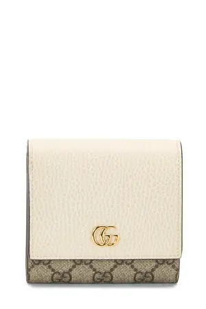 Gucci White Gg Supreme Canvas Marmont Compact Wallet - Beige