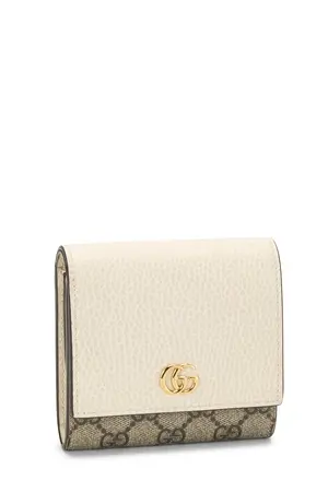 Gucci White Gg Supreme Canvas Marmont Compact Wallet