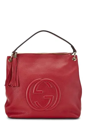 Gucci Leather Soho Convertible Hobo - Red