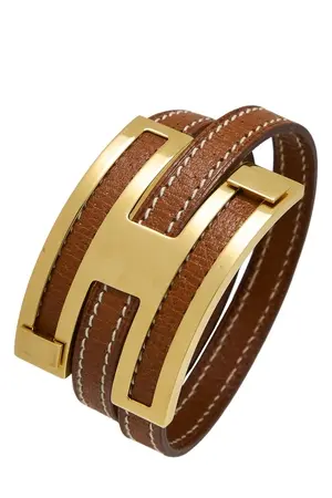 Hermès Gold Puspus Bangle - Brown