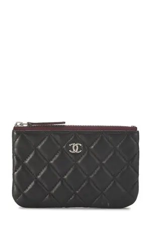 Chanel Quilted Lambskin O Case Zip Pouch - Black