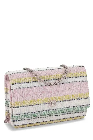 Chanel Multicolor Tweed Classic Quilted Wallet On Chain