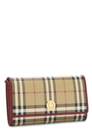 Burberry Red House Check Coated Canvas Hannah Wallet On Chain