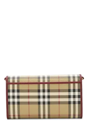 Burberry Red House Check Coated Canvas Hannah Wallet On Chain