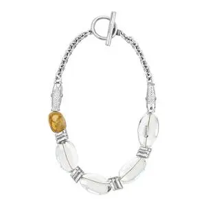 CORSO JEWELRY Silver / Yellow Biwa Citrine Silver Choker - Silver/yellow