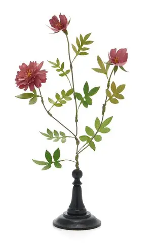 ERBAVOGLIO MILANO Triple Rose Branch Handcrafted Metal Sculpture - Pink