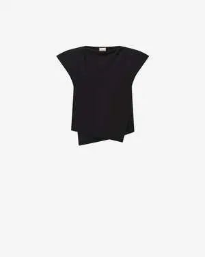 Isabel Marant Étoile Asymmetric Cotton Jersey T-shirt - Black