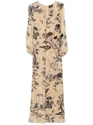 Etro Long Dress With Silk Blend Print - Multi