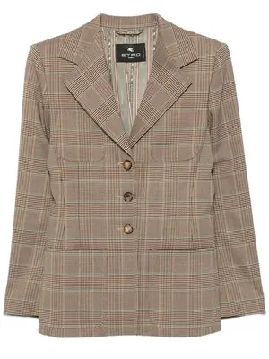 Etro Single-breasted Check Pattern Wool Blend Jacket - Multi