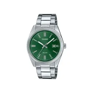 Casio Analog Watch 'stainless Steel/green - Silver