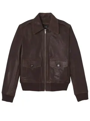 A.p.c. Leather Blouson Jacket Gaelle - Brown