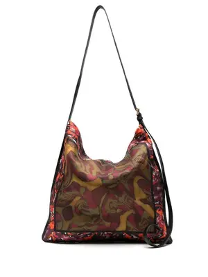 Dries Van Noten Large Shoulder Bag With Scarf Print - Brown