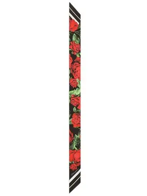 Dolce & Gabbana Silk Twill Bandeau With Rose Print - Multi