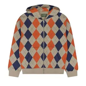 DENIM TEARS Argyle Intarsia Zip Hoodie - Tan