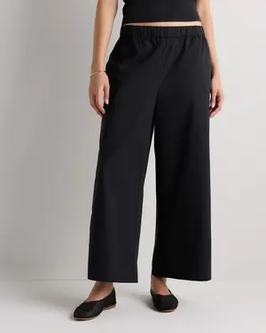 Quince Quince 100% Organic Lightweight Poplin Wide Leg Pants Black