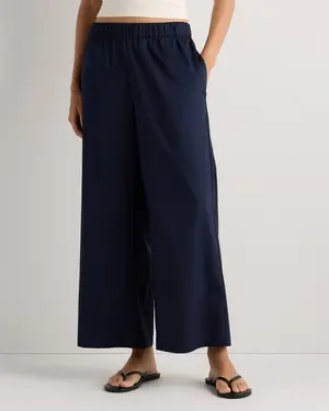 Quince 100% Organic Lightweight Poplin Wide Leg Pants - Navy