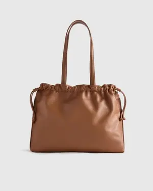 Quince Quince Marcella Drawstring Tote Cognac