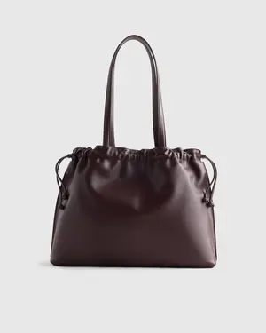 Quince Quince Marcella Drawstring Tote Deep Plum
