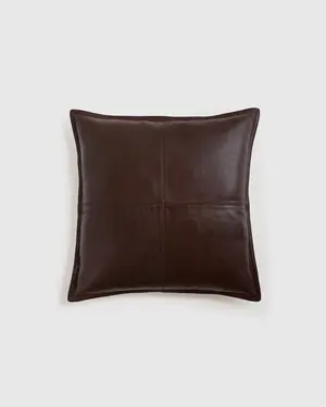 Quince Pieced Leather Pillow Cover - Chocolate