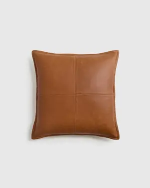 Quince Pieced Leather Pillow Cover - Cognac