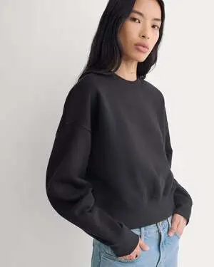 Everlane Luxe Fleece Shrunken Crew - Black