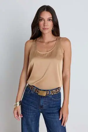 THE NOLI SHOP Kay Silk Top - Mocha