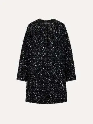 Oscar De La Renta Sequin Ribbon Tweed Coat - Black