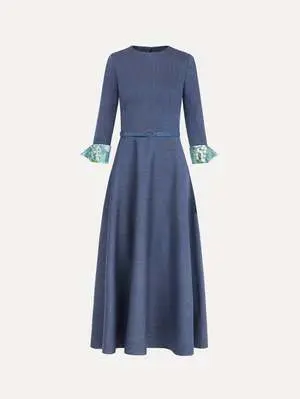 Oscar De La Renta Peony Cuff Wool Dress