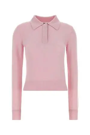 JIL SANDER Wool Polo Shirt 100% Virgin Wool - Pink