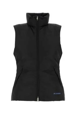 JIL SANDER Sleek Sleeveless Polyester Jacket - Black