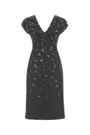 JIL SANDER Sequined Virgin Wool Felt Dress - Grey