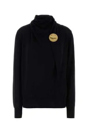 JIL SANDER 100% Virgin Wool Asymmetrical Neck Sweater