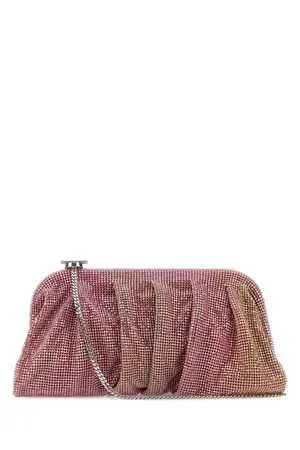Benedetta Bruzziches Embellished Fabric Clutch With Shoulder Strap