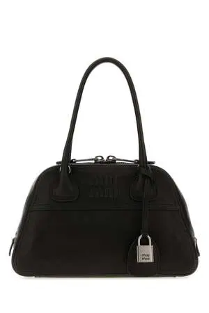 Miu Miu Miu Mini Vivant Leather Handbag 27 Cm - Black