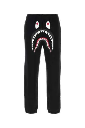 A BATHING APE Cotton Shark Motif Joggers - Black