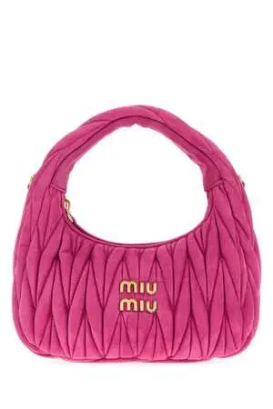 Miu Miu Suede Handbag With Golden Hardware - Pink
