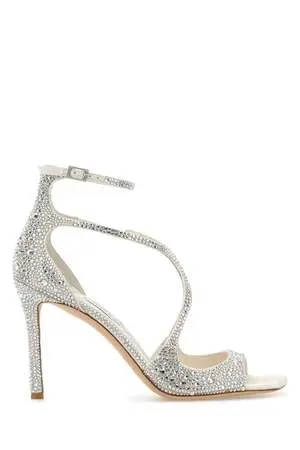 JIMMY CHOO Jimmy Choo Azia 95 Satin Embellished Sandals With 9.5 Cm Heel