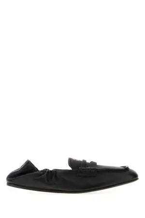 Miu Miu Nappa Leather Gathered Loafers - Black