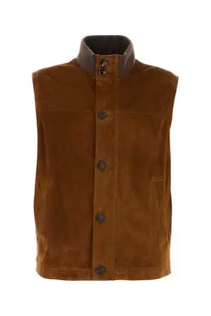 Brioni Brushed Suede Jacket With Cupro Lining - Brown