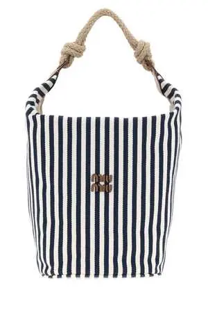 Miu Miu Embroidered Canvas Bucket Handbag 24 Cm