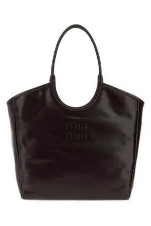 Miu Miu Ivy Leather Shopping Handbag 33cm Width X 27cm Height X 13cm Depth - Brown