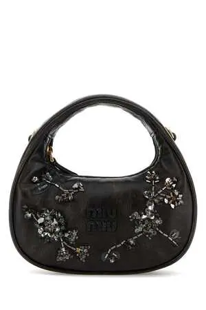 Miu Miu Mini Nappa Leather Handbag With Golden Hardware - Brown