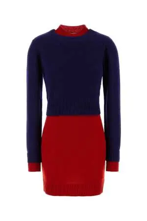 JIL SANDER Contrast Wool-blend Mini Dress